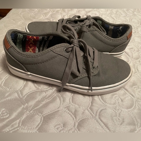 Vans | Shoes | Vans Youth 55 Low Top Grey Canvas Brown Leather Aztec ...